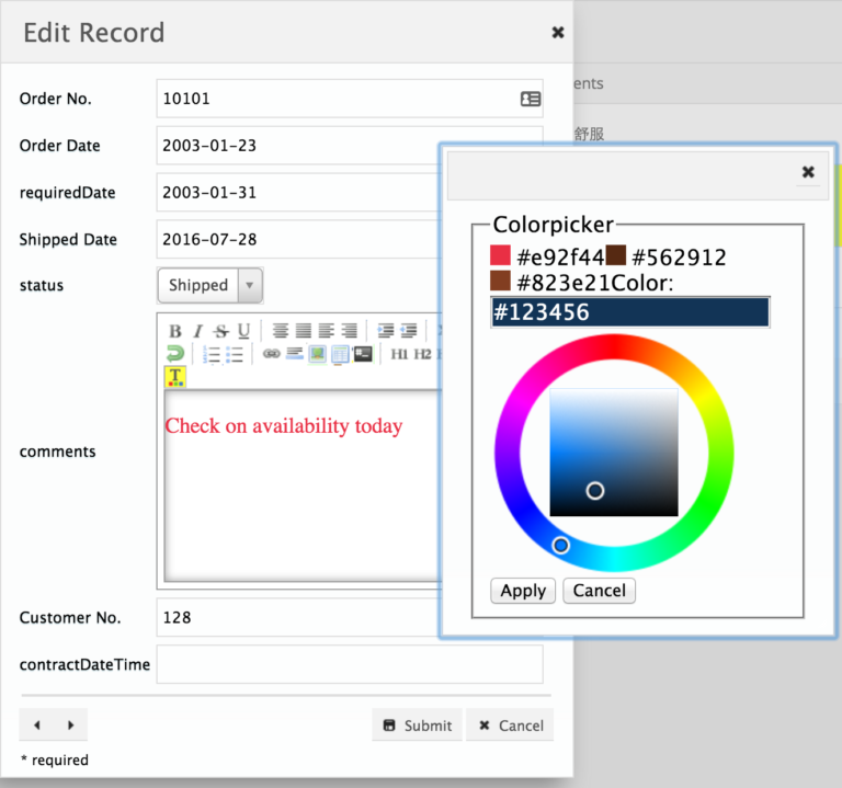 Wysiwyg Editor With Colorpicker Phpgrid Php Datagrid 